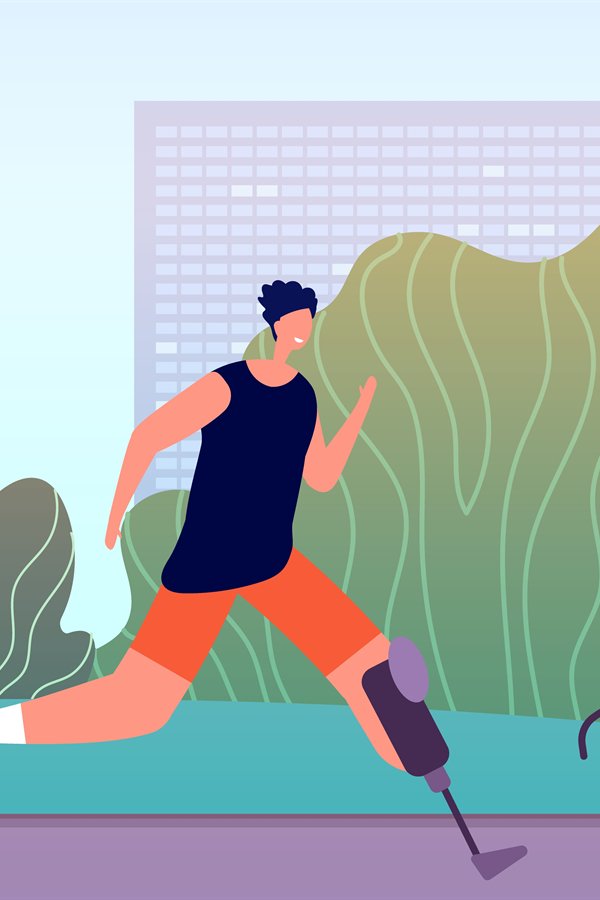 Disabled runners. Adapted lifestyle, handicap athlete outdoo