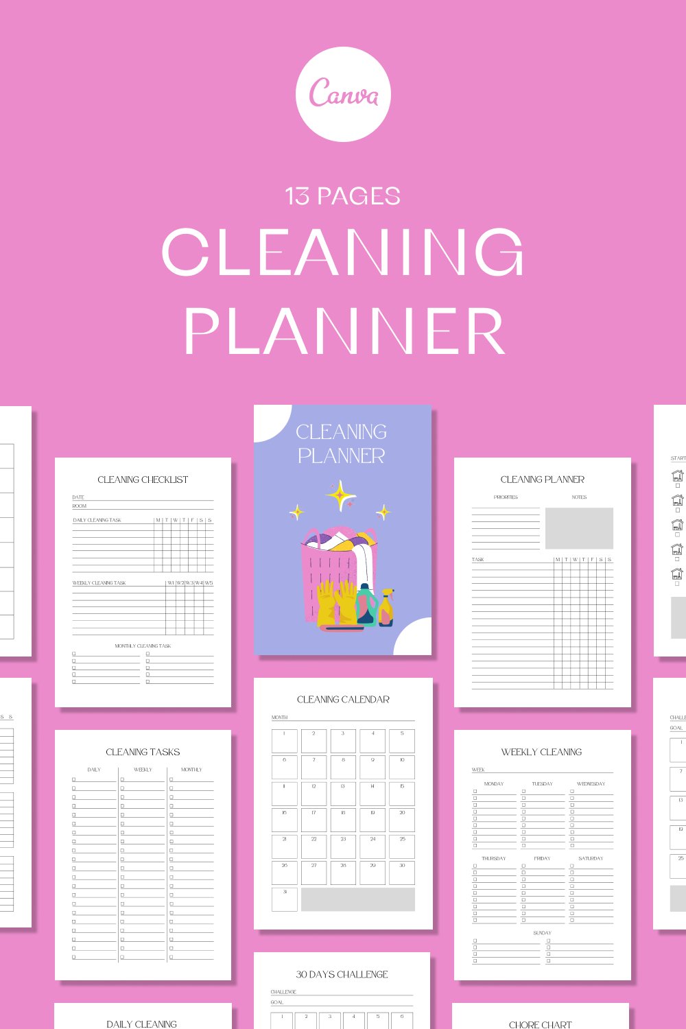Cleaning Planner Canva Template | Cleaning Checklist
