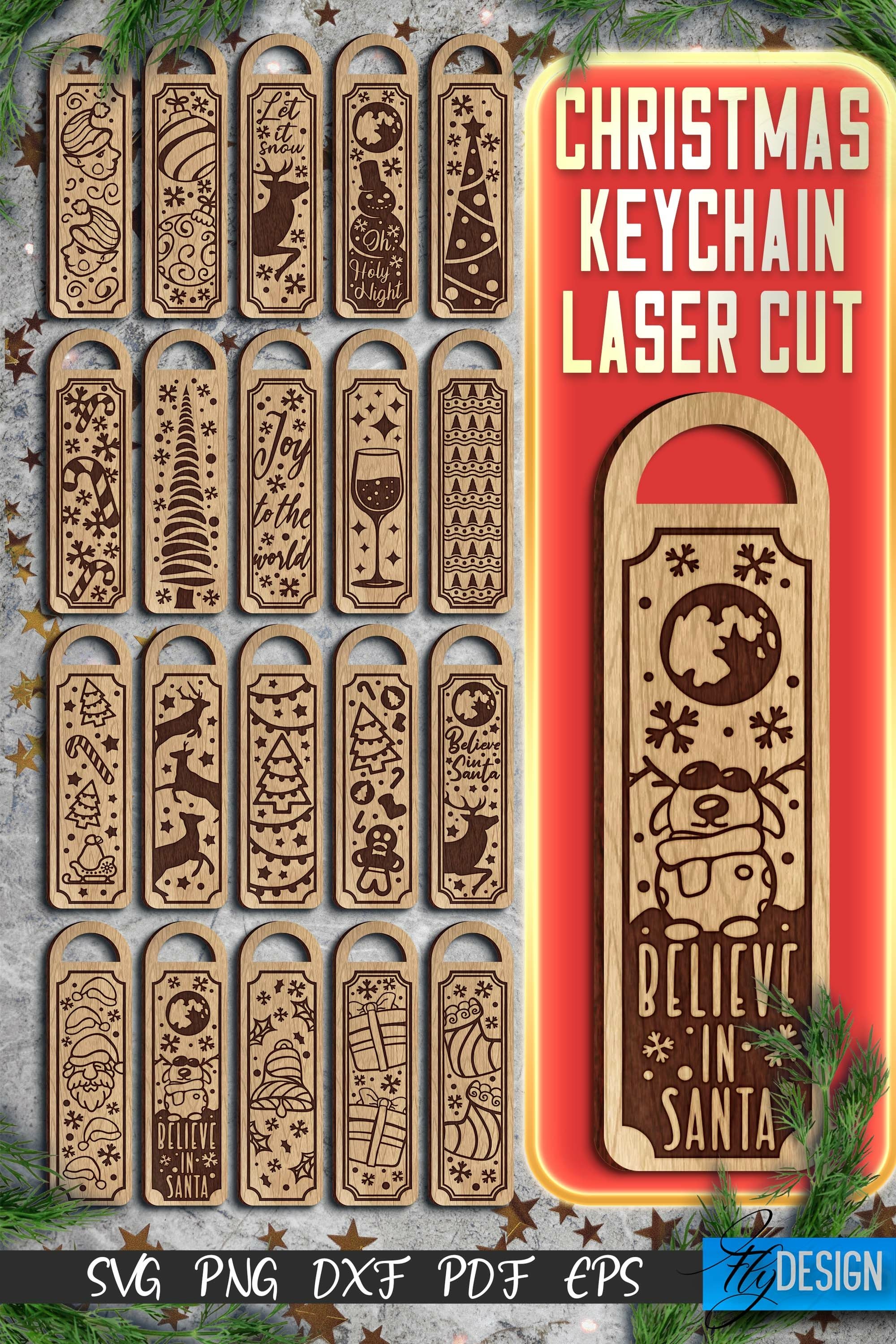 Christmas Keychain SVG Bundle | Key Keychain SVG | Laser Cut