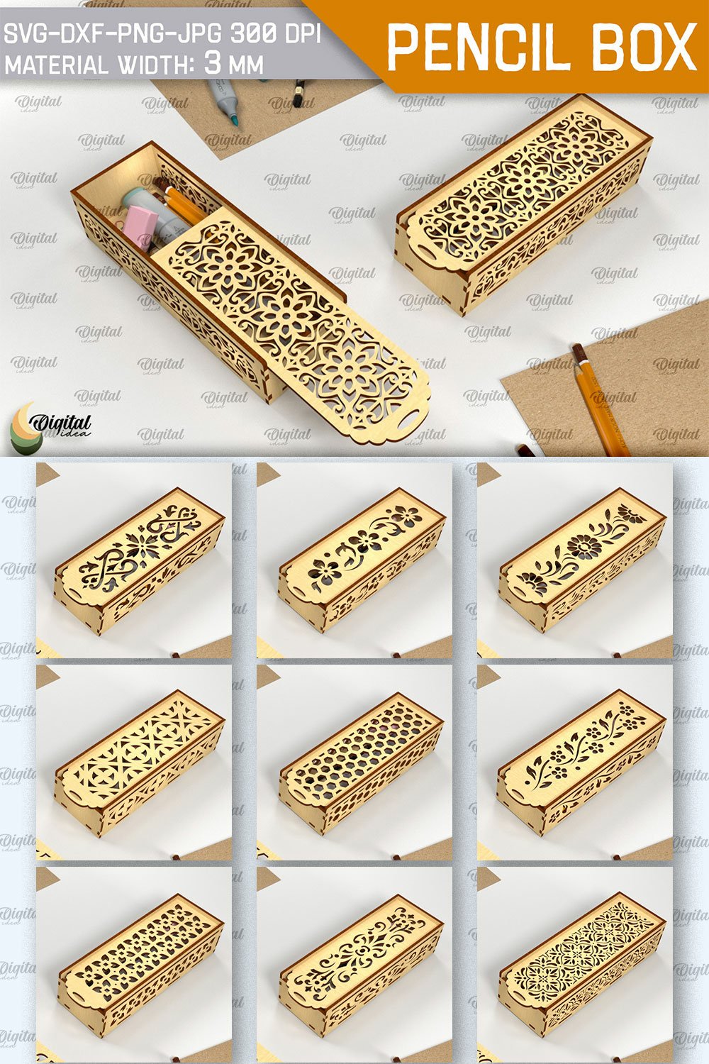 Laser Cut Wooden Pencil Box Bundle. Laser Pencil Case SVG