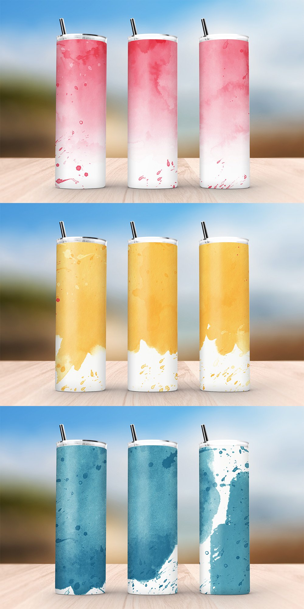 Watercolor Tumbler Sublimation Wraps