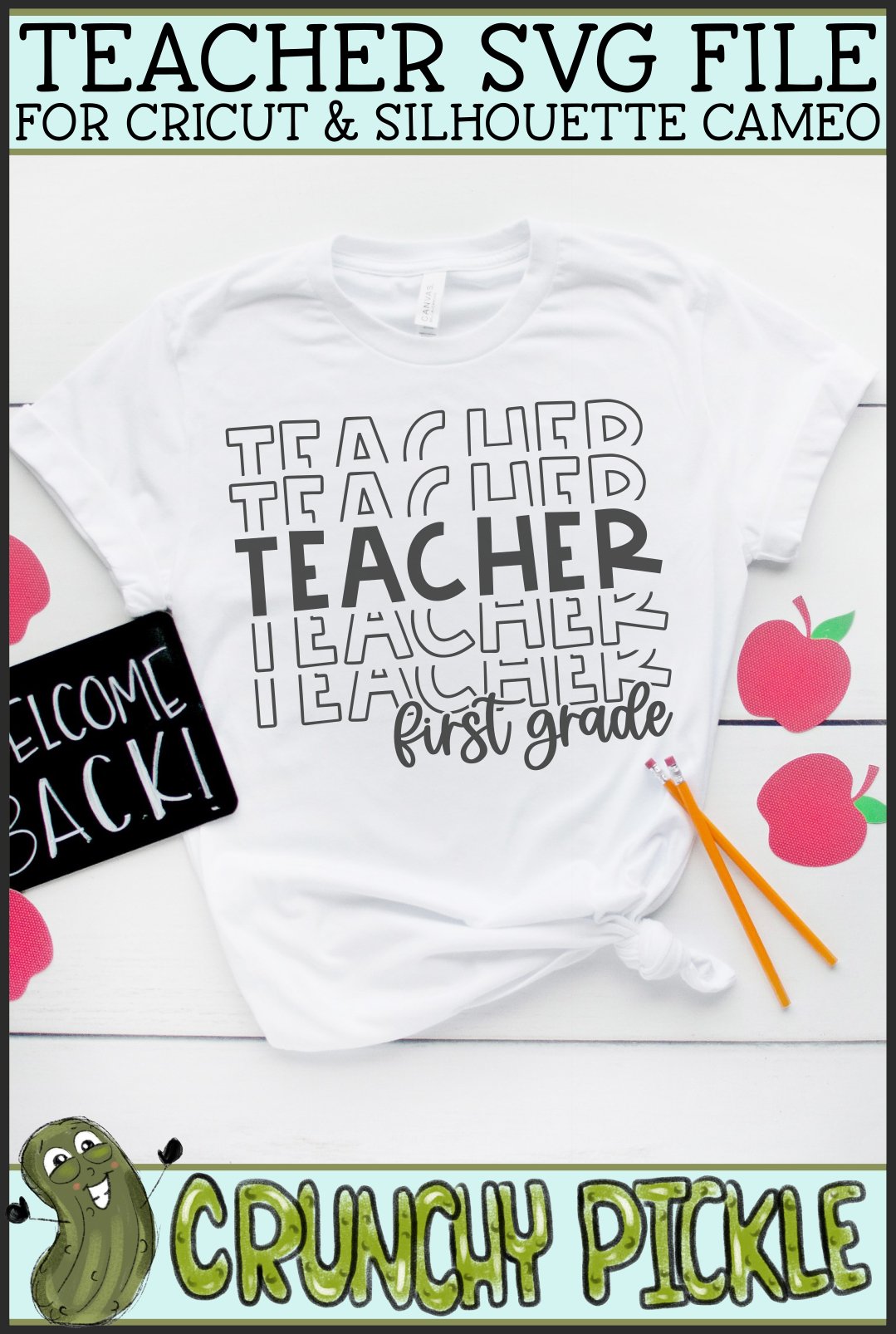 Stacked First Grade Teacher SVG File
