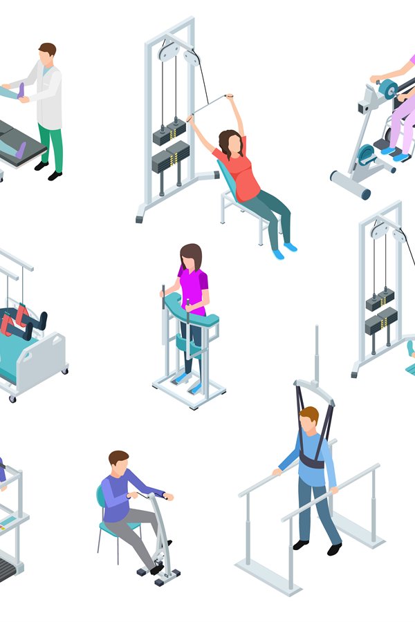 Physiotherapy rehabilitation equipment. Patients and nursing