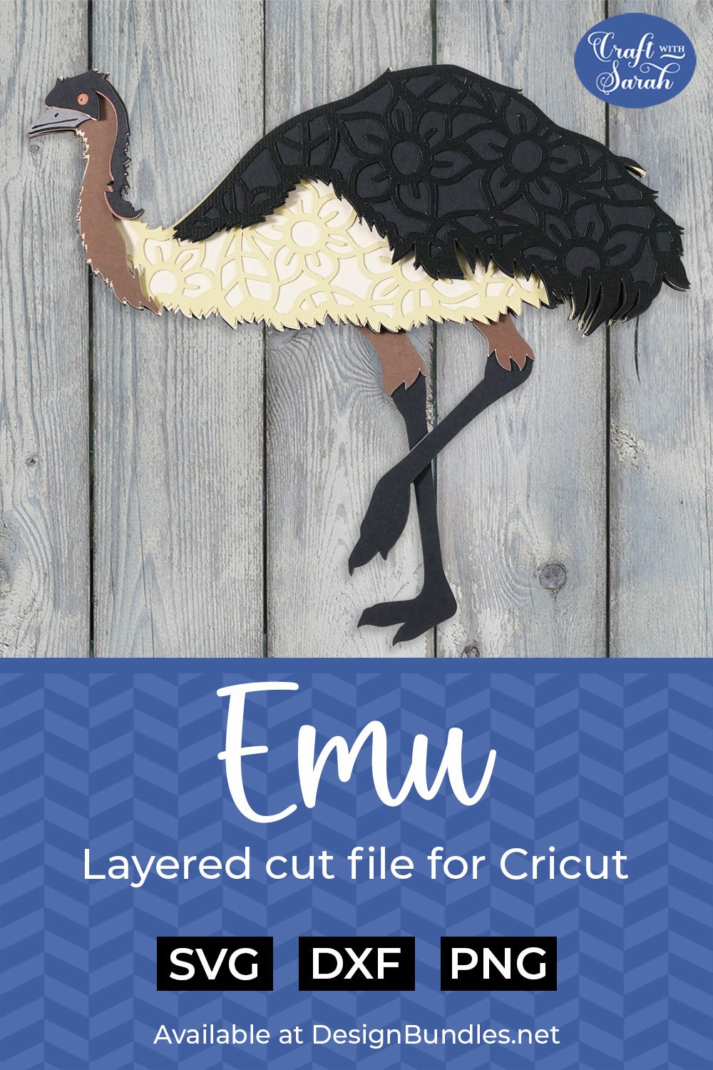 Emu Bird SVG | 3D Layered Australian Emu Cut File