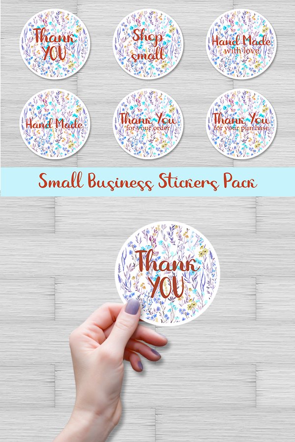 6 Small Business Stickers Pack. Png and jpg files