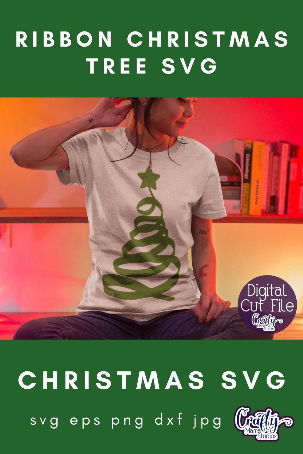 Ribbon Christmas Tree Svg Design For Shirts