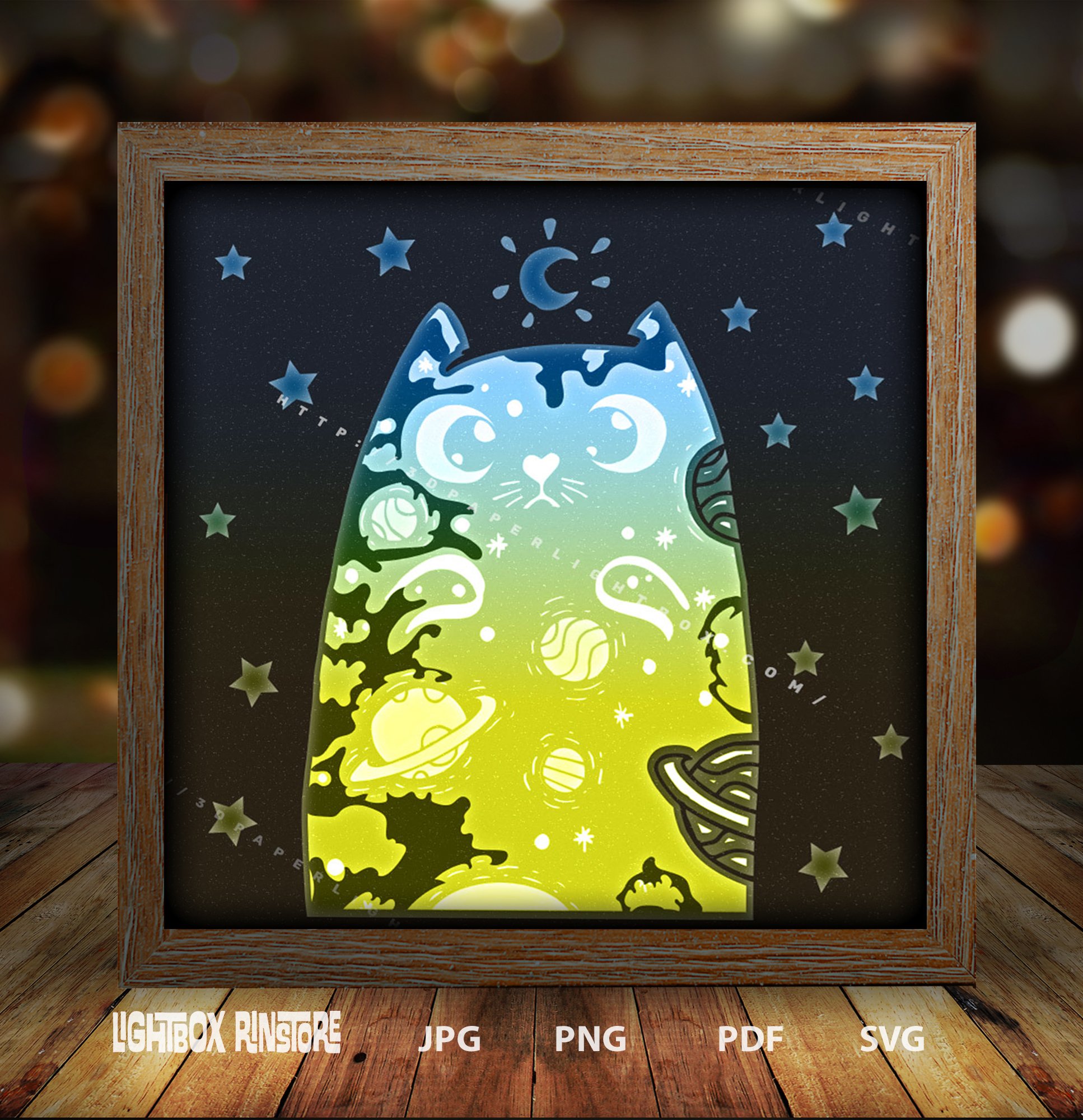 Cat 3D Shadow box paper cut light box #169