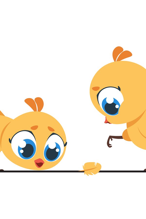 Cute chicken border. Funny baby chick, little flat character