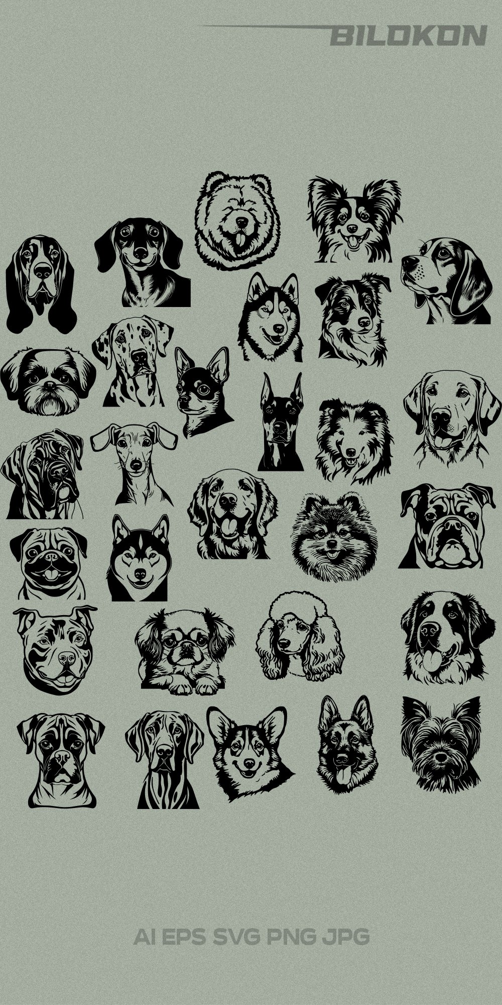 Funny Dogs SVG, 30 Dog Breeds, SVG BUNDLE, 183 Vector Design