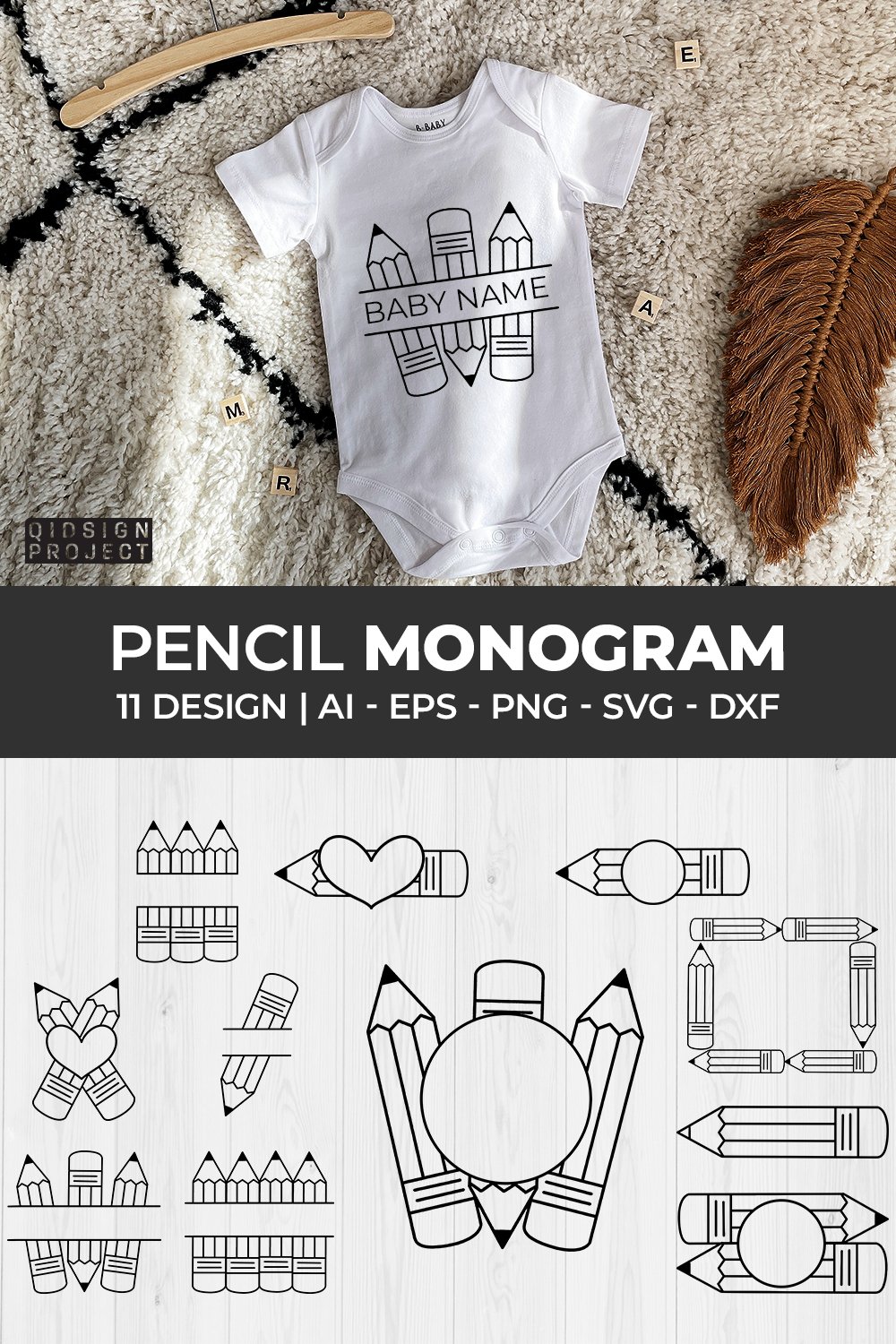 11 Pencil Svg, Pencil Monogram, School Svg, Pencil Name Svg