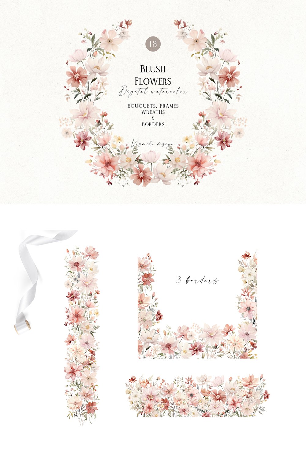 Watercolor Blush Flower Set