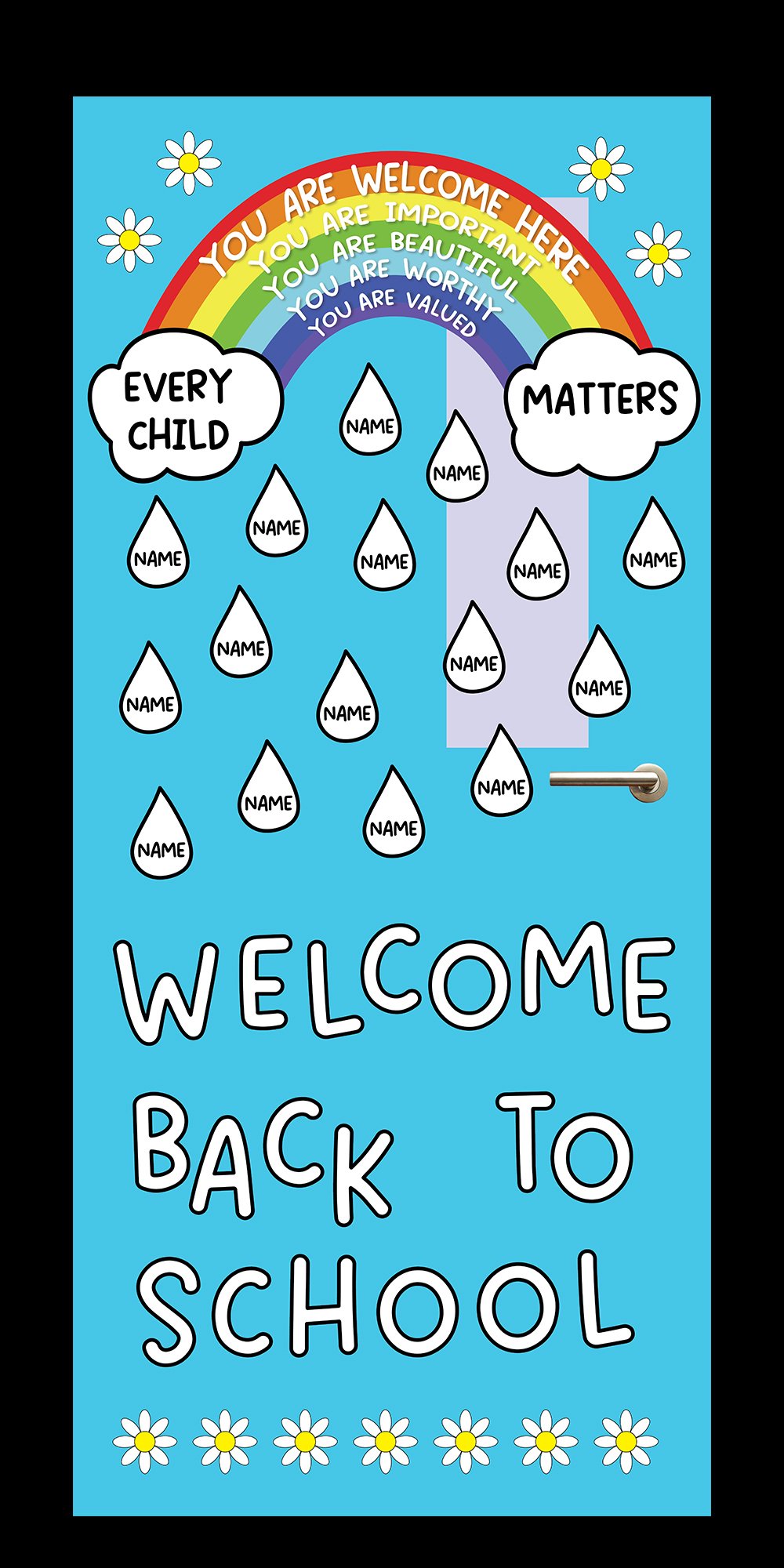 Rainbow Classroom Door decor and Bulletin Board kits. Boho