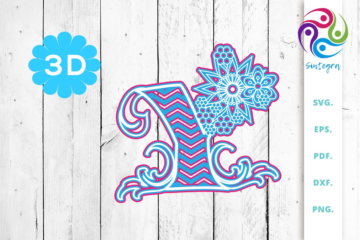 3D Multilayer Floral Chevron Letter Y, SVG Cut File