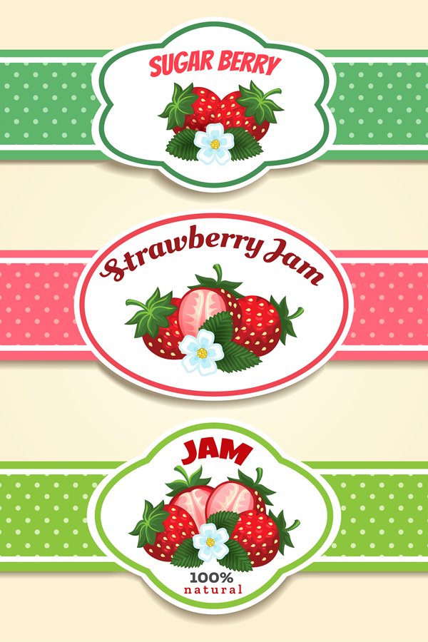 Strawberry fruit label set