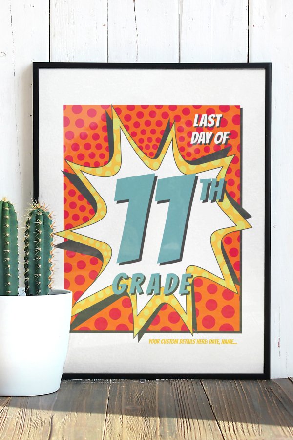 11th Grade School Poster Printable Editable PDF DIY Sign