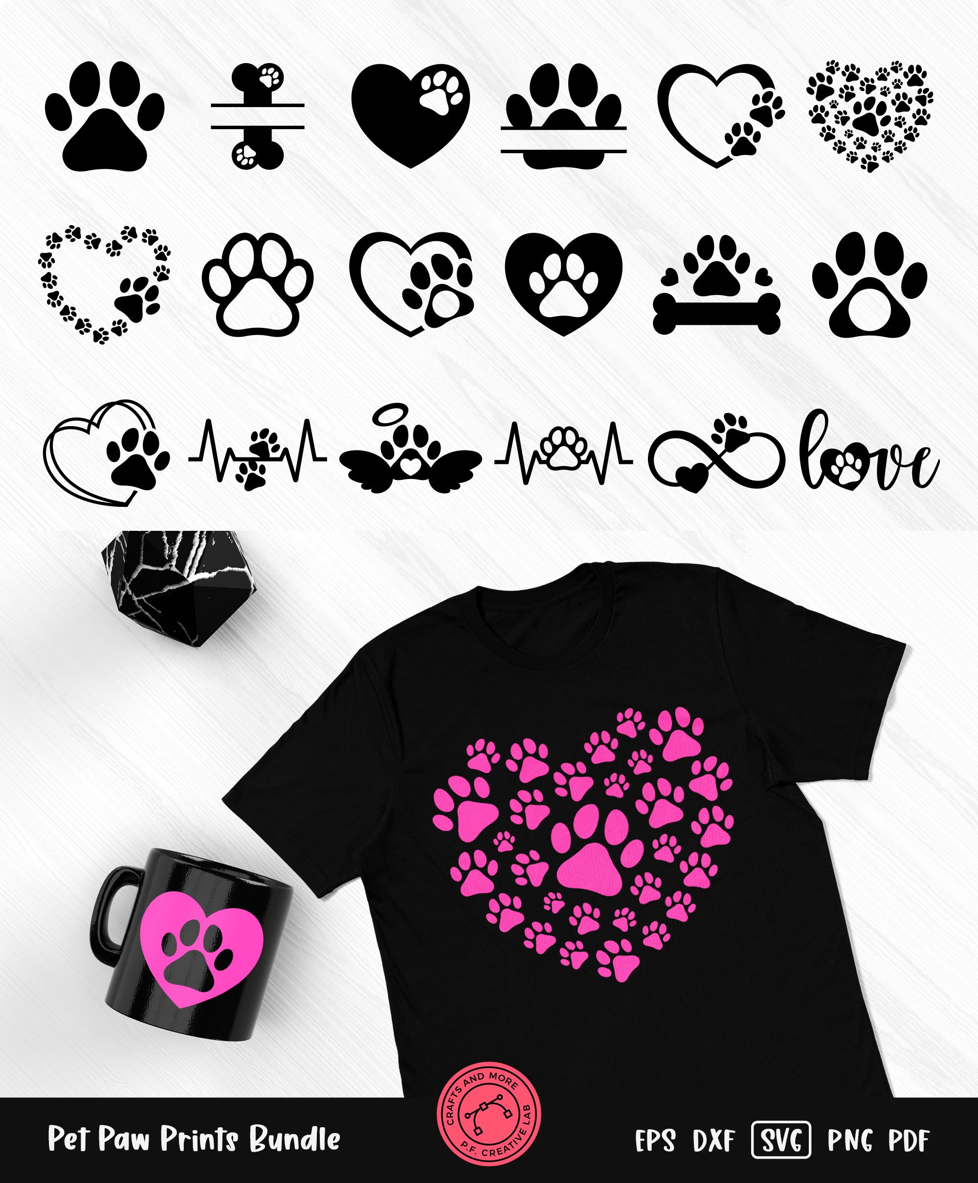Dog Paw Print Clipart Bundle