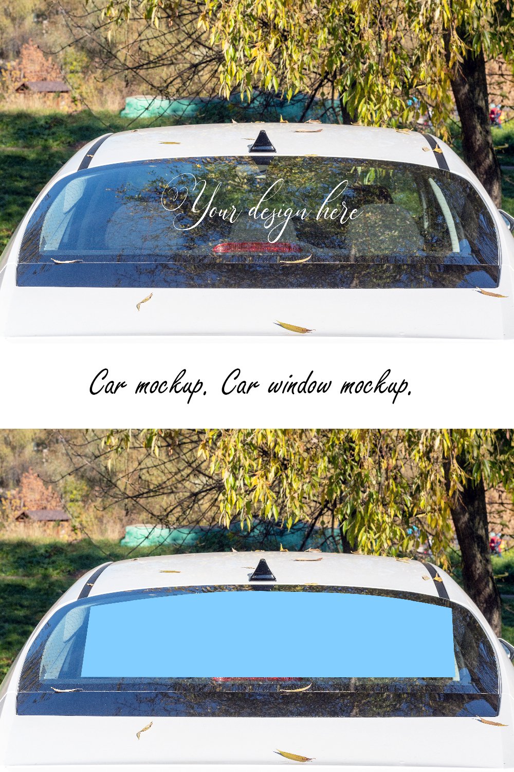 Car mockup. Car window mockup.