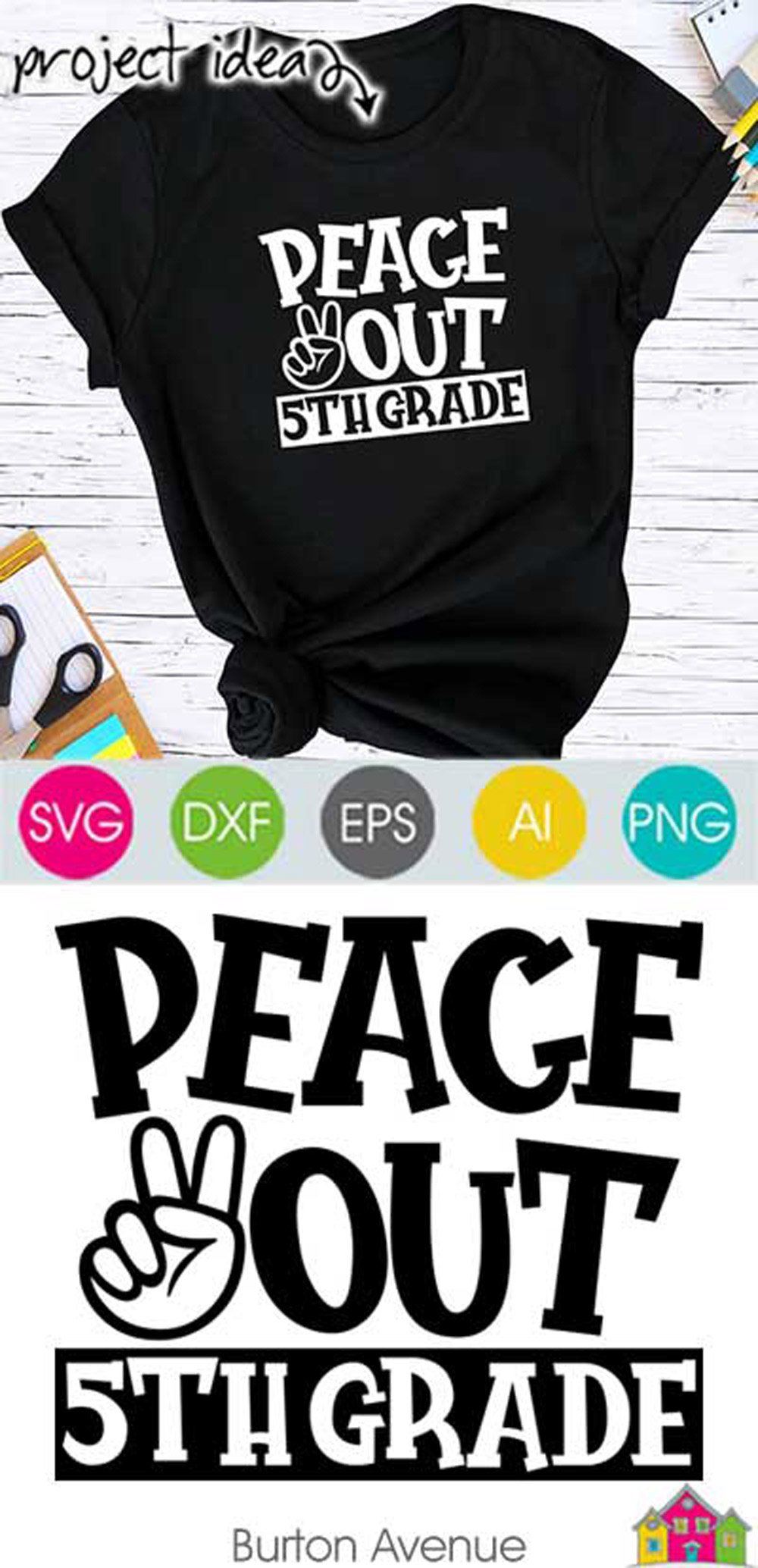 Peace Out 5th Grade SVG | Last Day of School SVG File