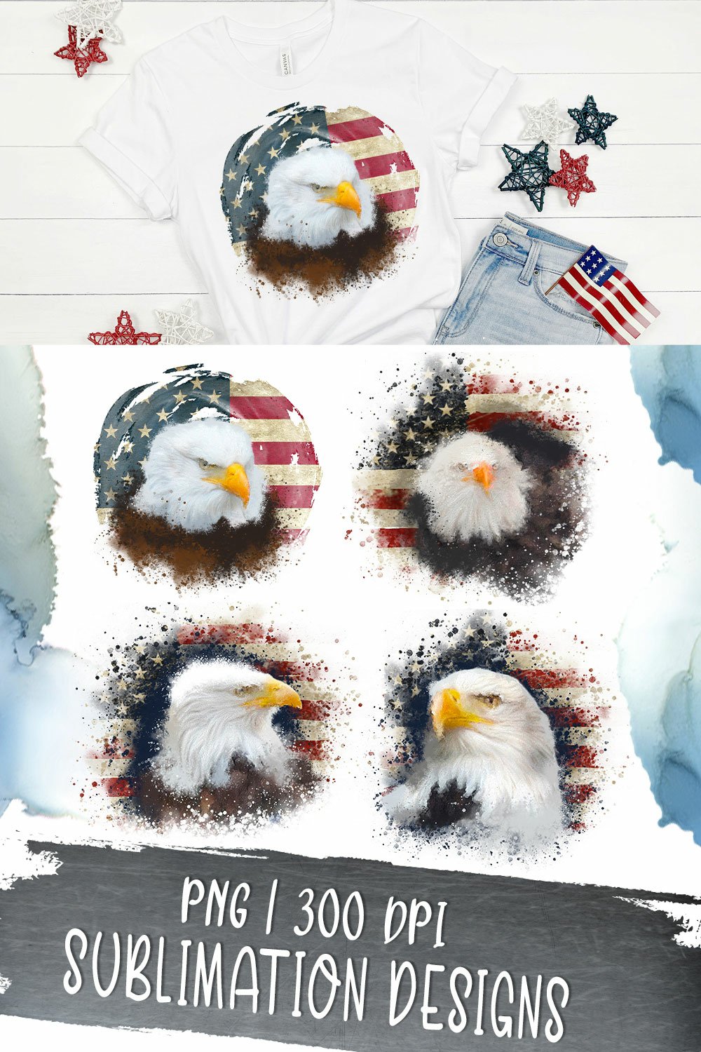 American Eagle Sublimation Designs | 4th Of July PNG Designs