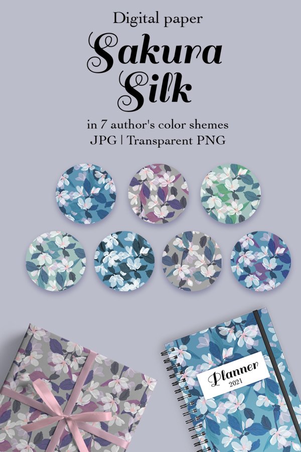 Sakura Flower Digital Paper Seamless Patterns (942093)