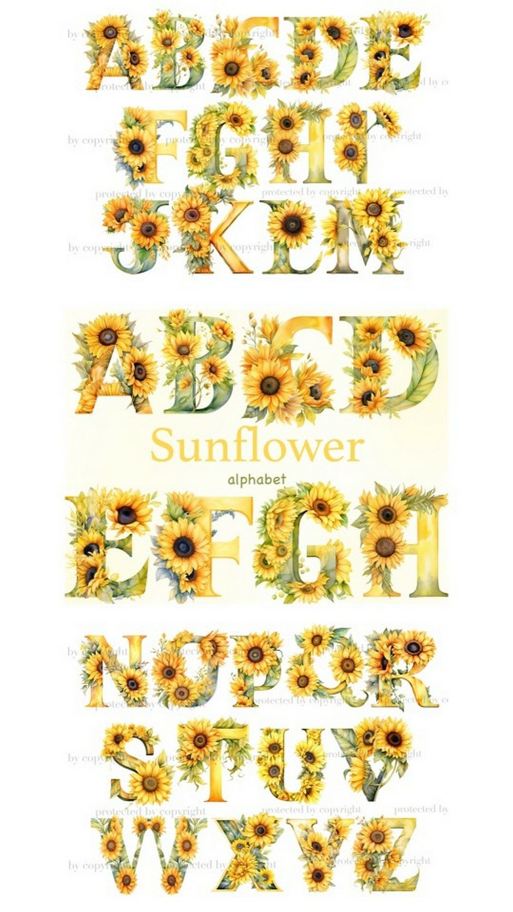 Sunflowers Alphabet | Yellow Letters