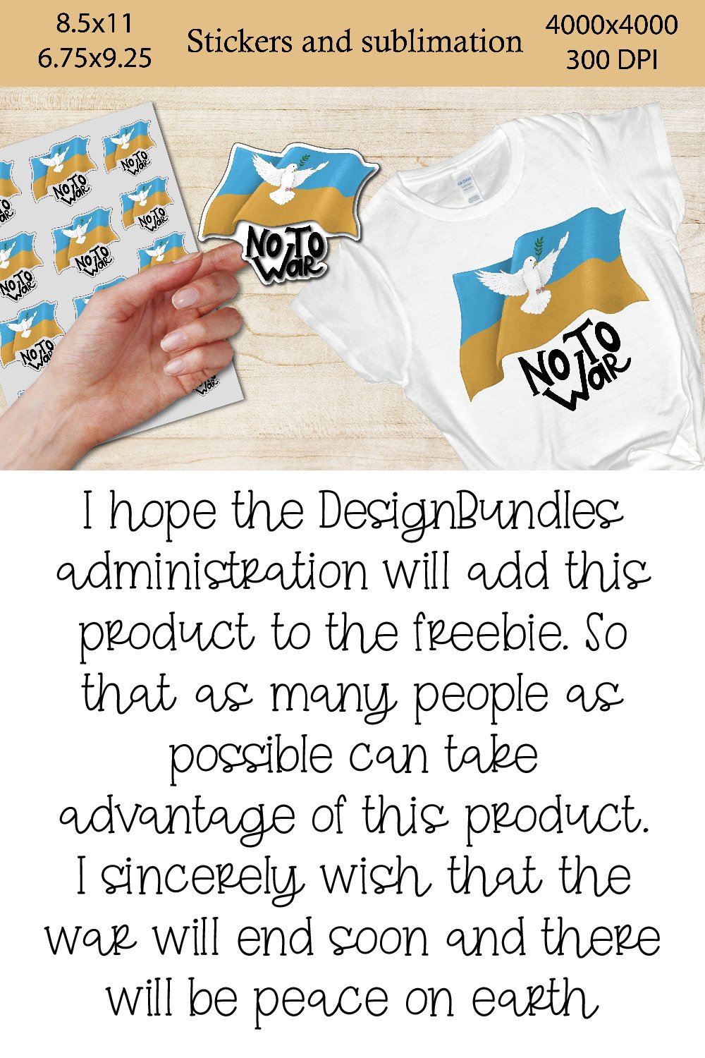 Stickers and sublimation No to war in Ukraine. Stop war.