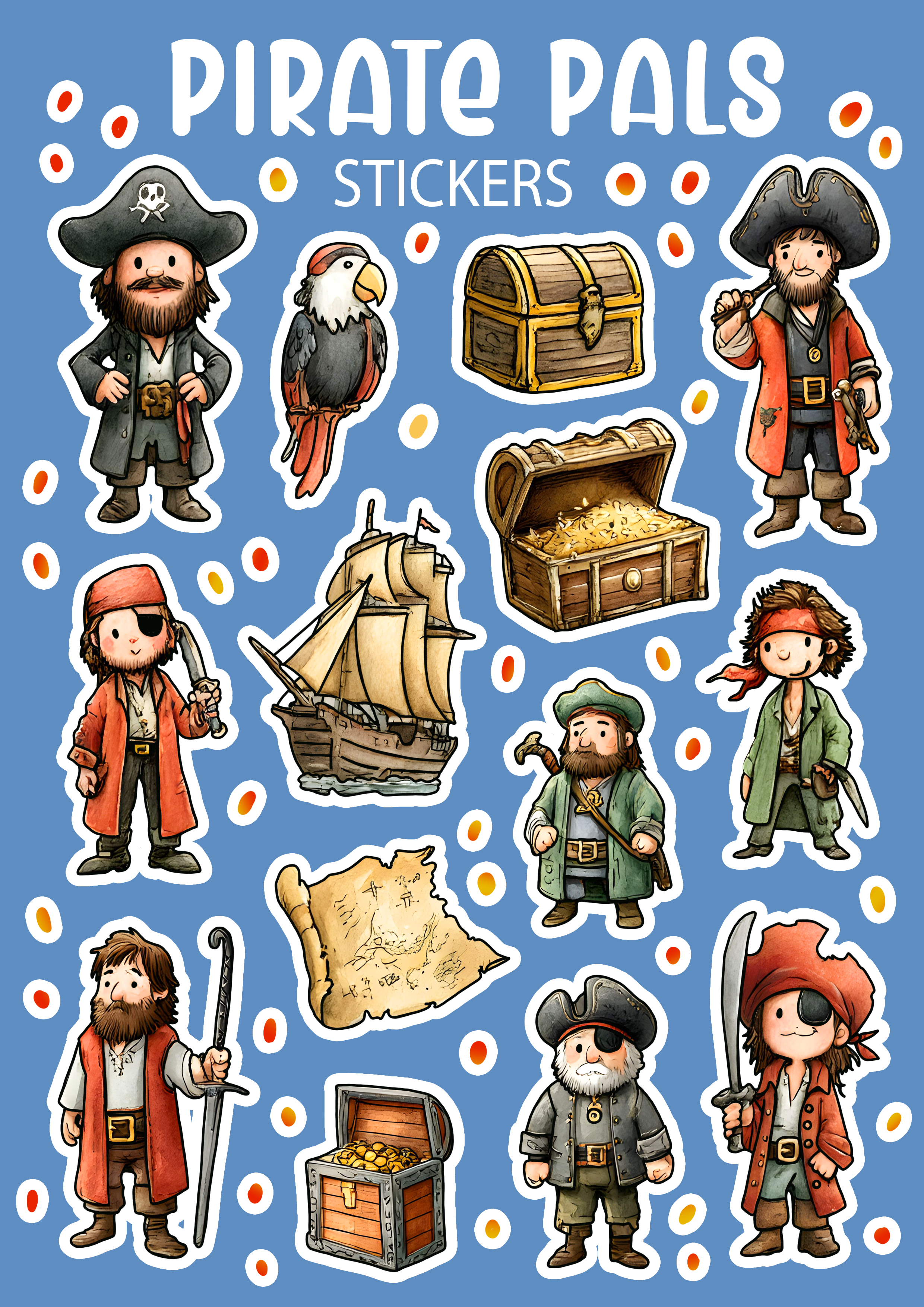 Cute Pirate Stickers for Kids 🏴‍☠️ | Pirate Clipart Bundle