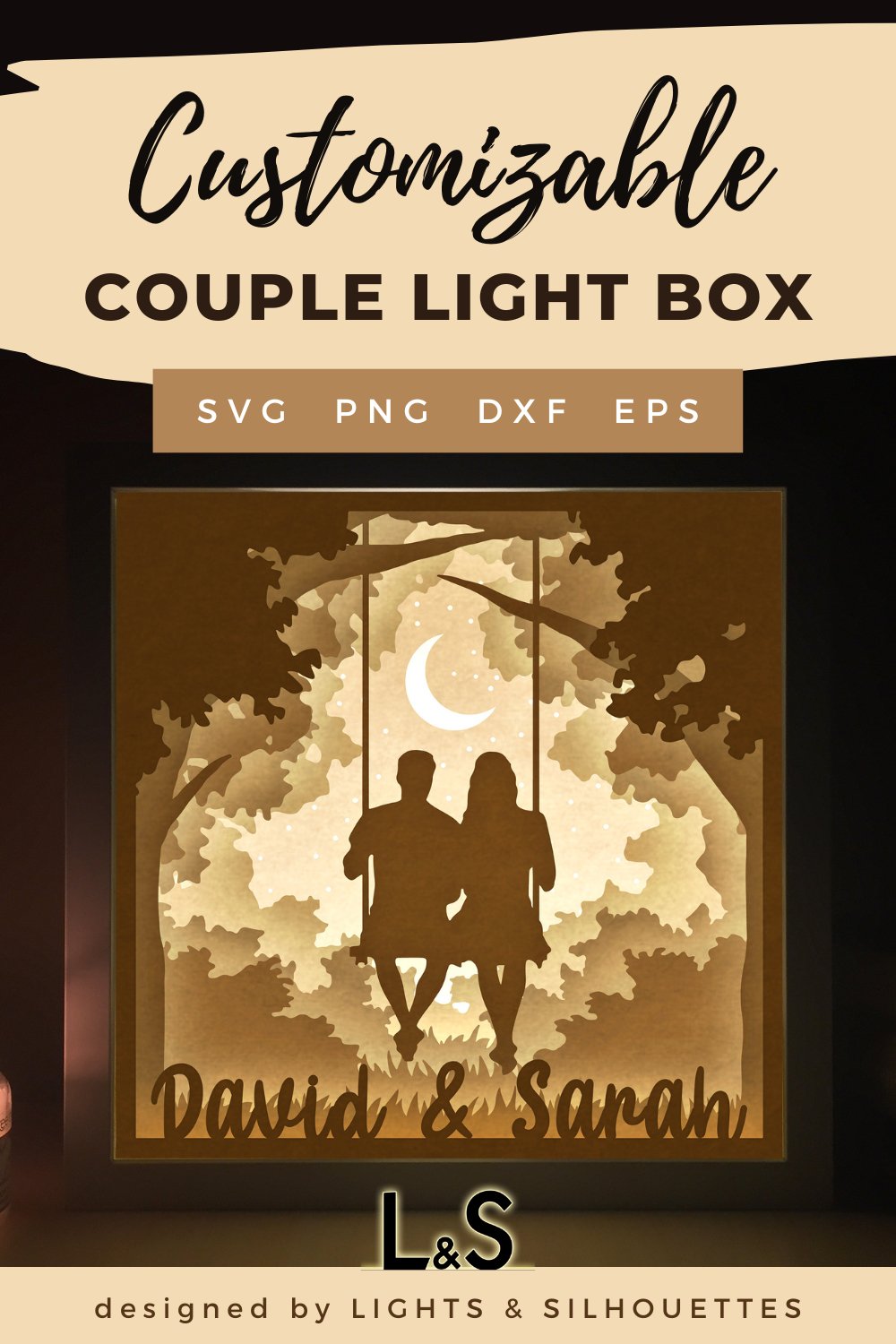 Couple Shadow Box Svg | Customizable Template