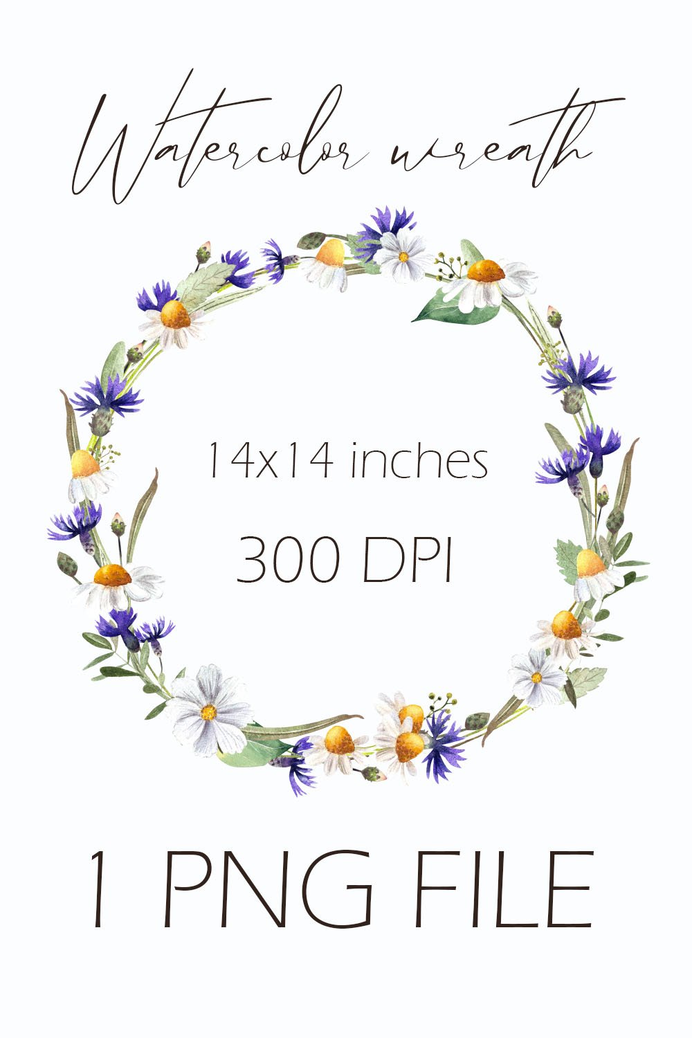 Watercolor flower wreath clipart. Sublimation (2009090)