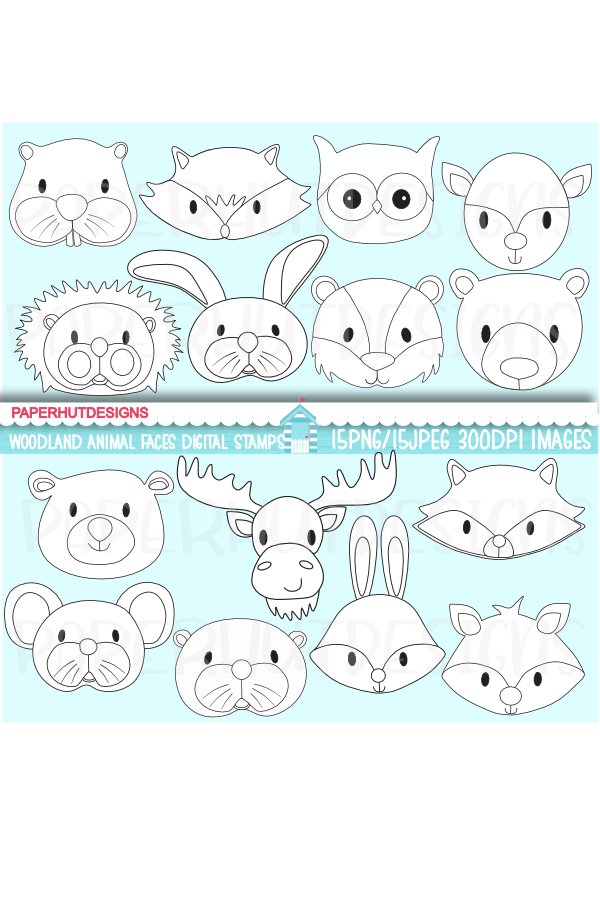 Woodland Animal Faces Digital stamps