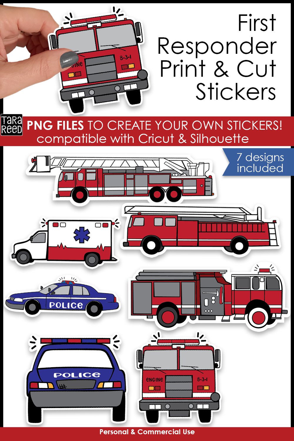 Printable First Responder Stickers | Fire Truck Stickers