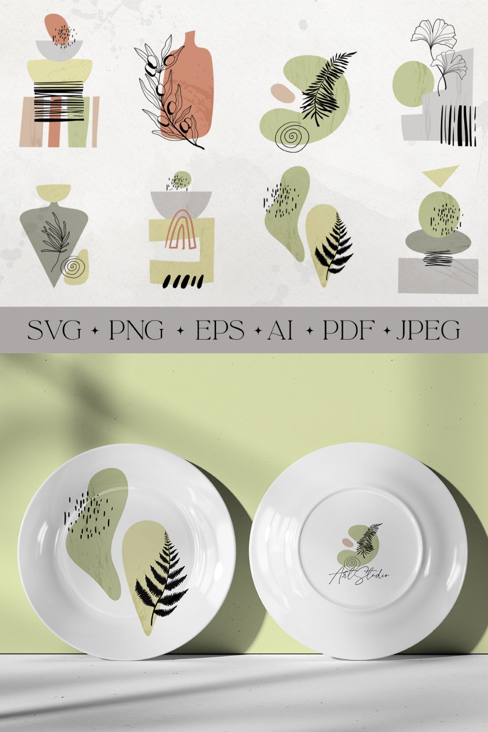 Geometric abstract shapes and plants PNG SVG