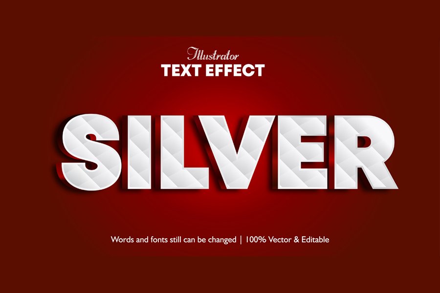 Silver Editable Illustrator 3d Text effect