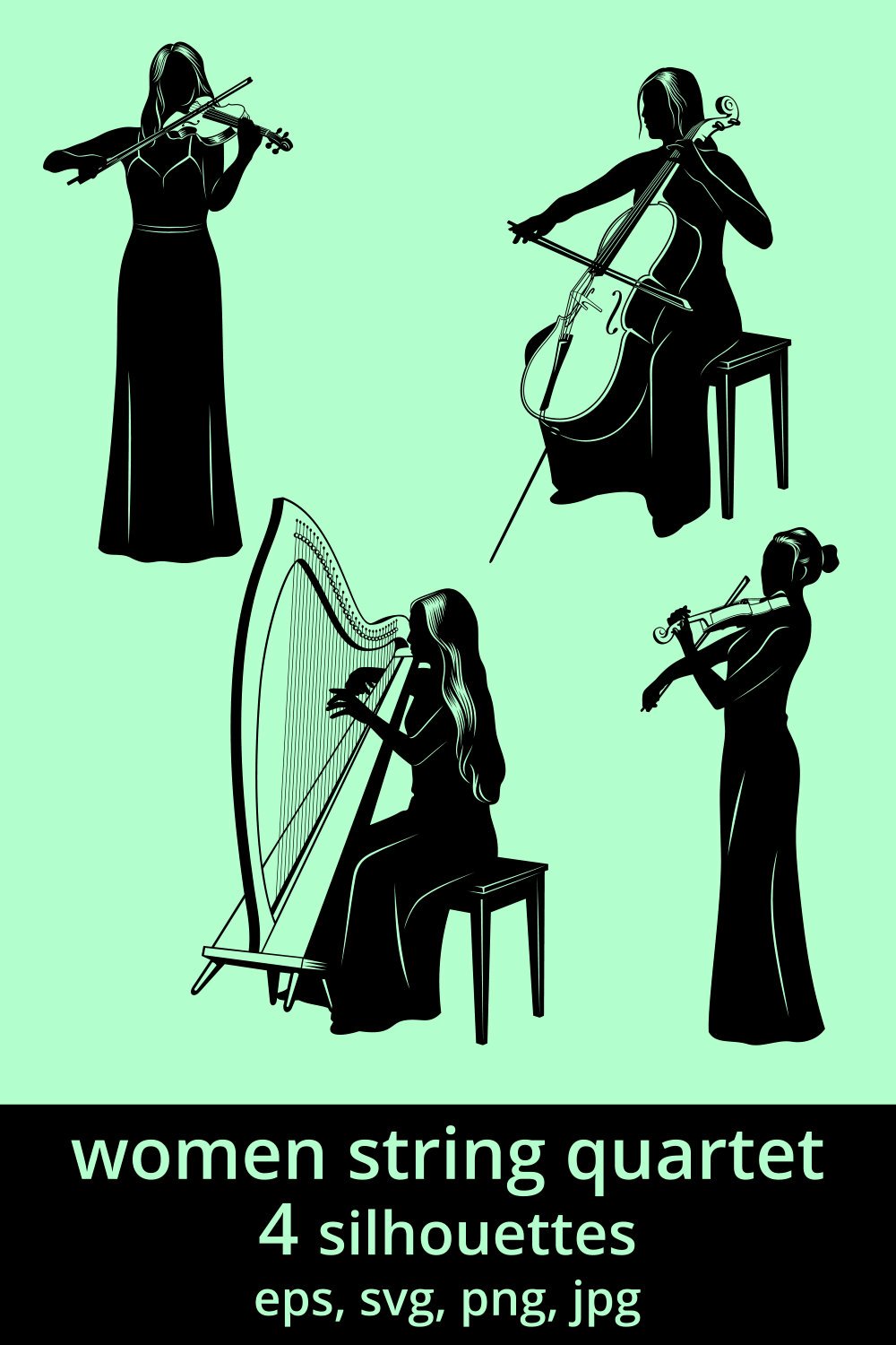 String Quartet Silhouettes SVG