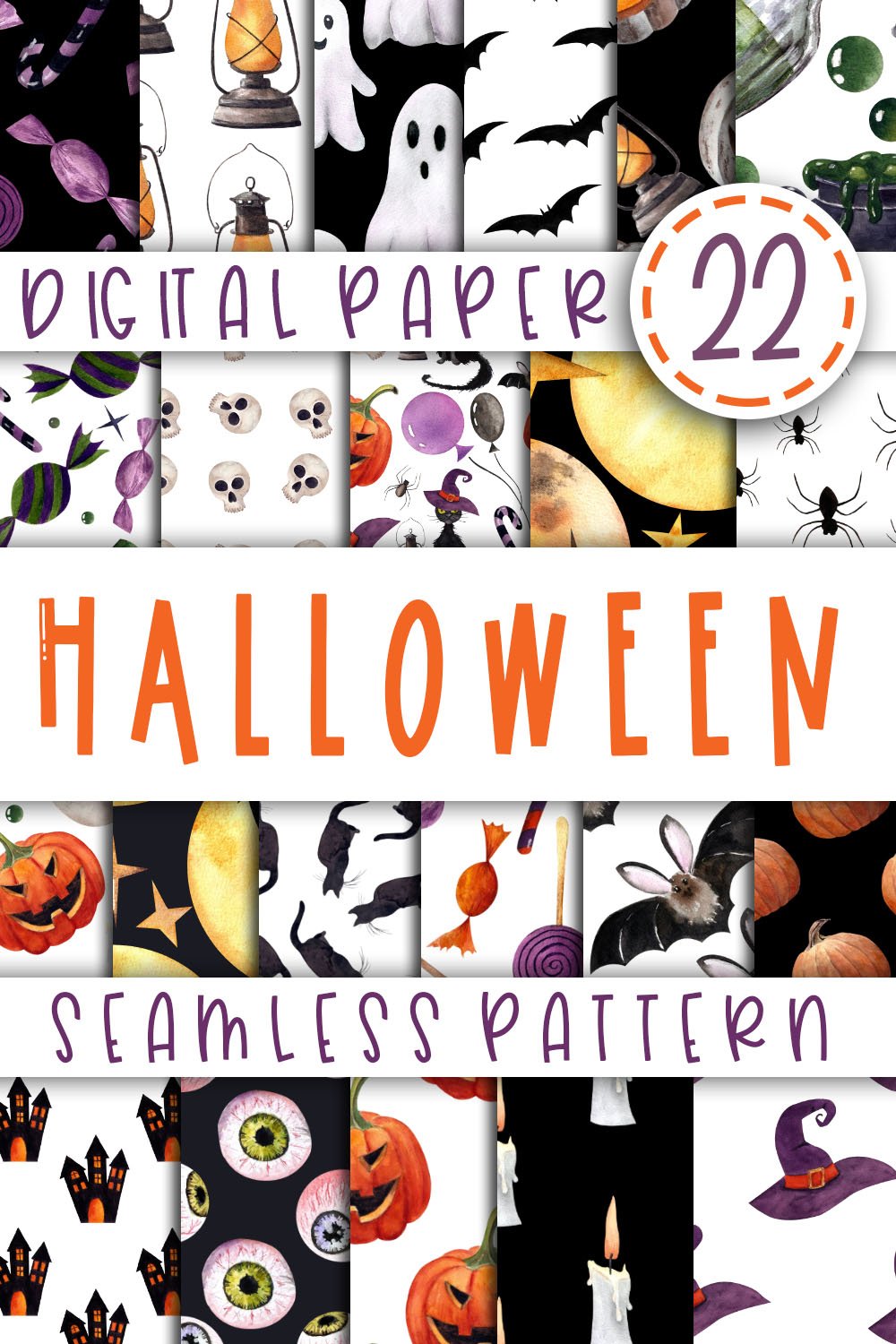 Watercolor Halloween digital paper bundle. (2033850)