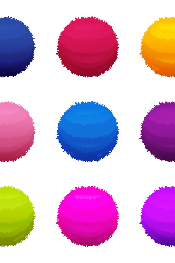 Furry colored balls. Vector pictures set