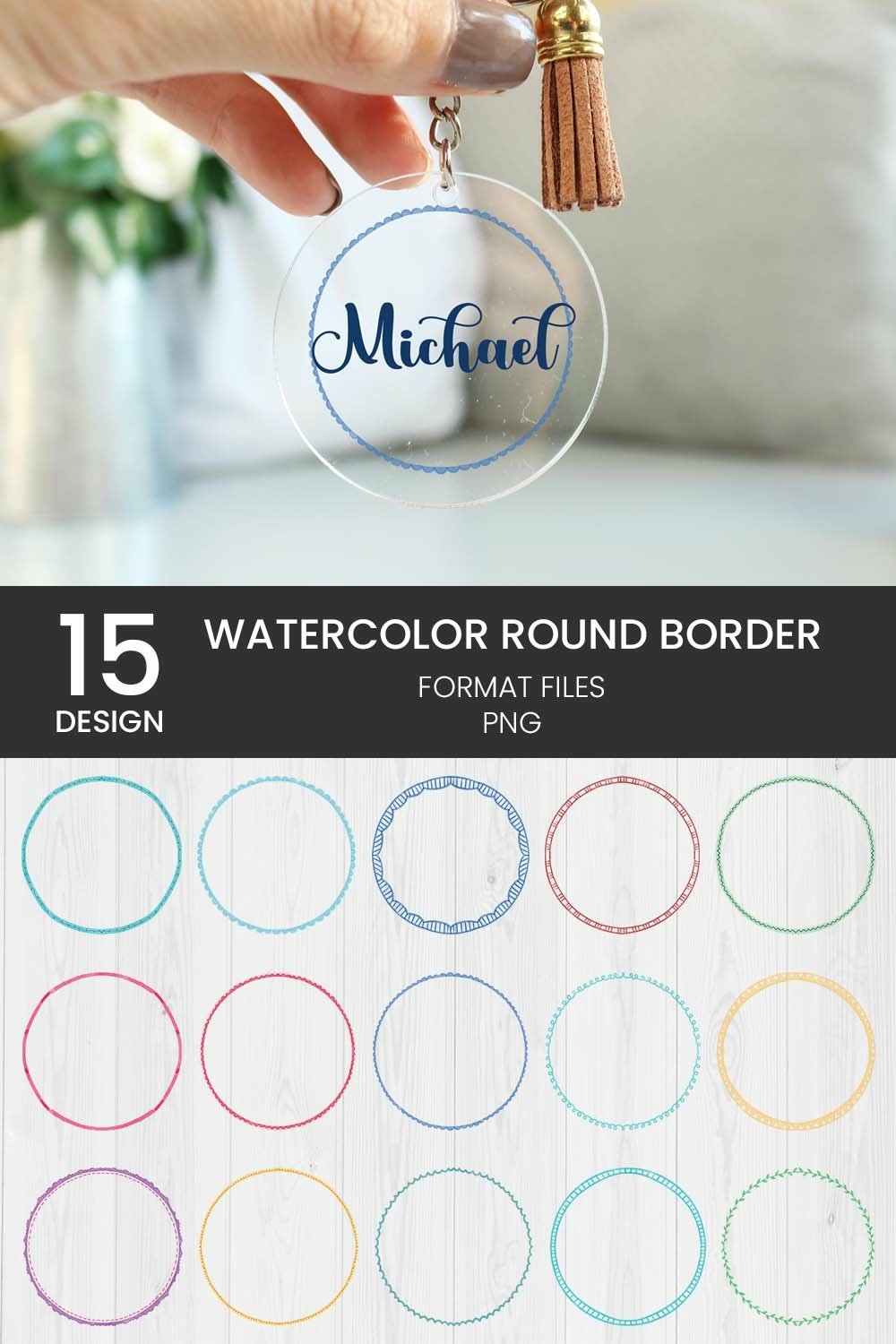 Watercolor Round Border with 15 Variations
