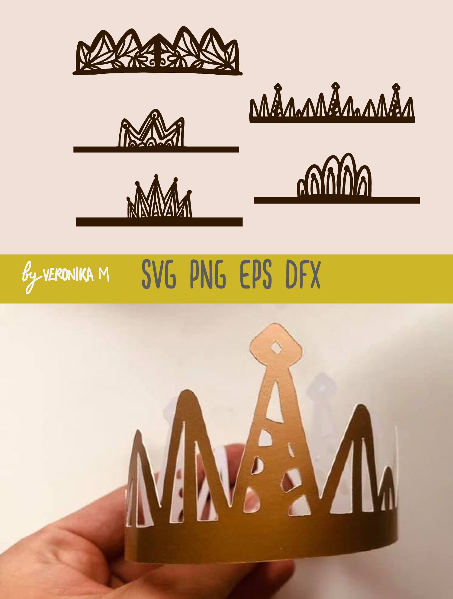 Paper crown svg| Princess crown bundle, 5 designs