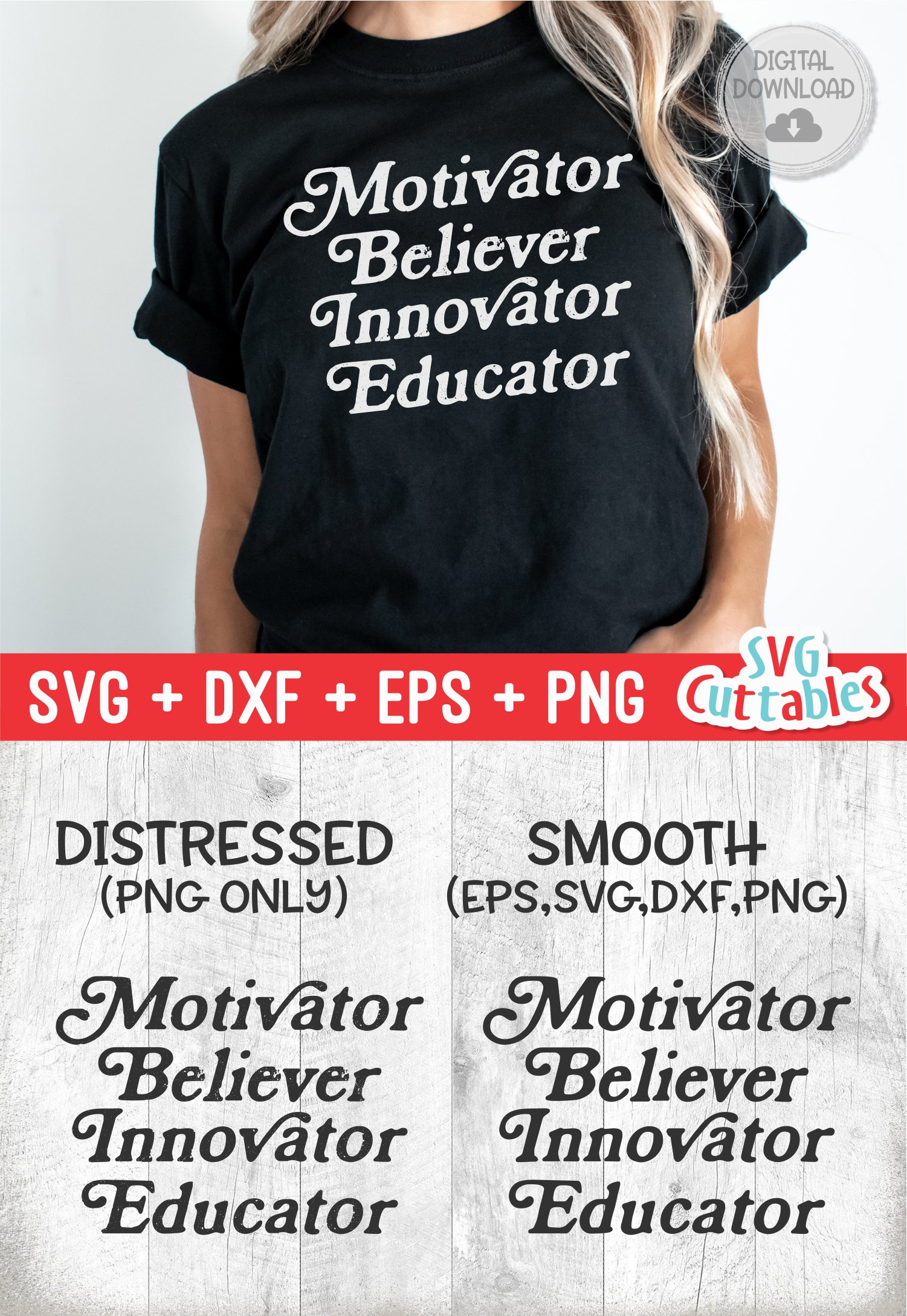 Teacher SVG | Motivator Believer Innovator Educator