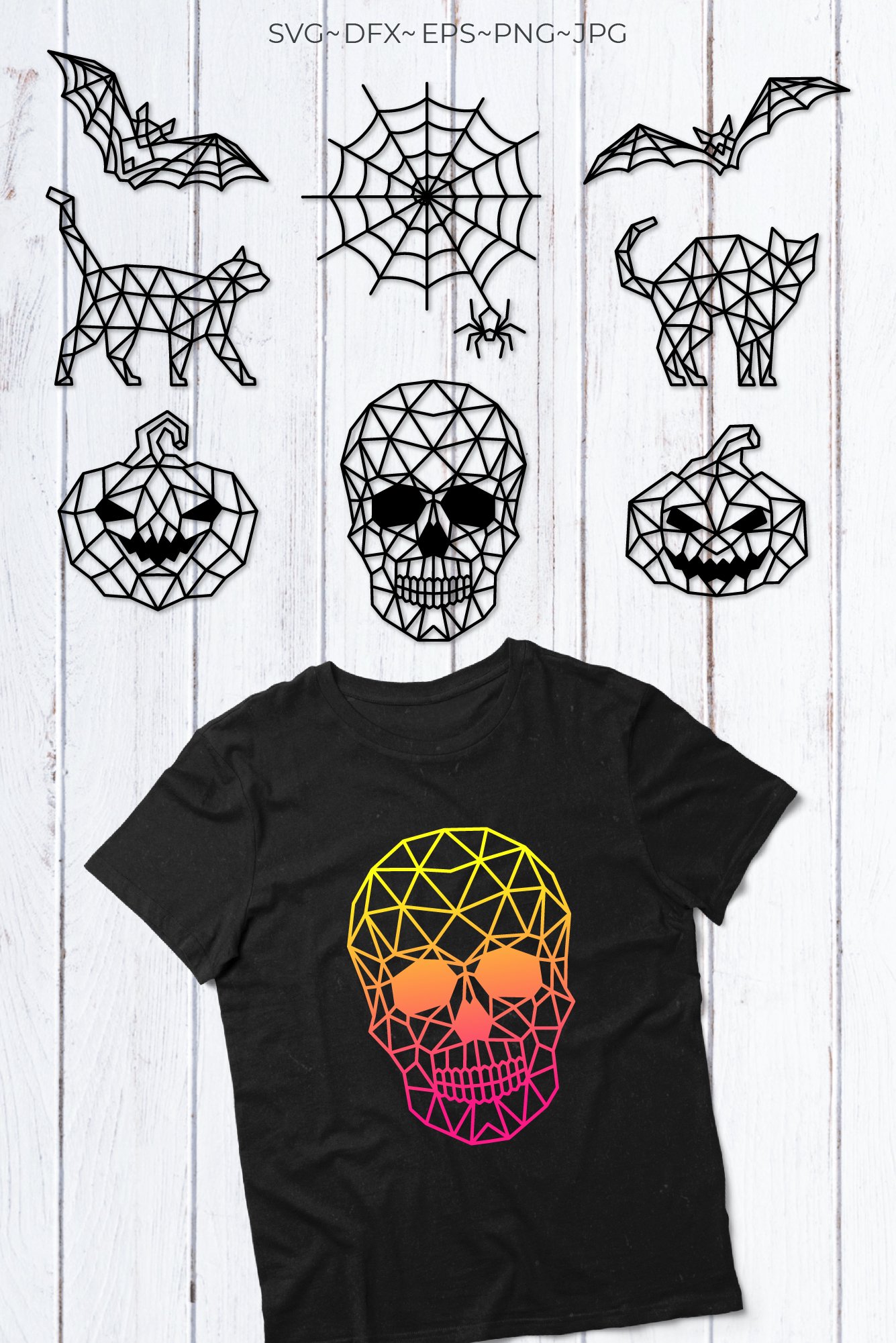 Halloween svg bundle Skull svg Bat Cat Pumpkin Spider Web