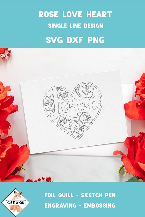 Rose Love Heart SVG | Single Line Design