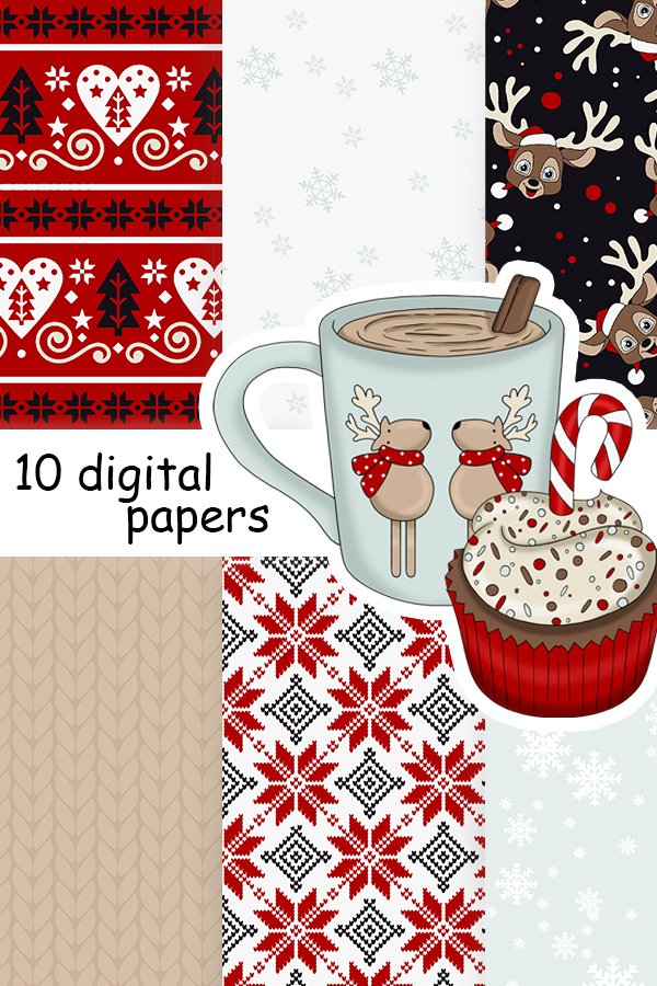 Merry Christmas Pattern | Xmas Scrapbook Paper