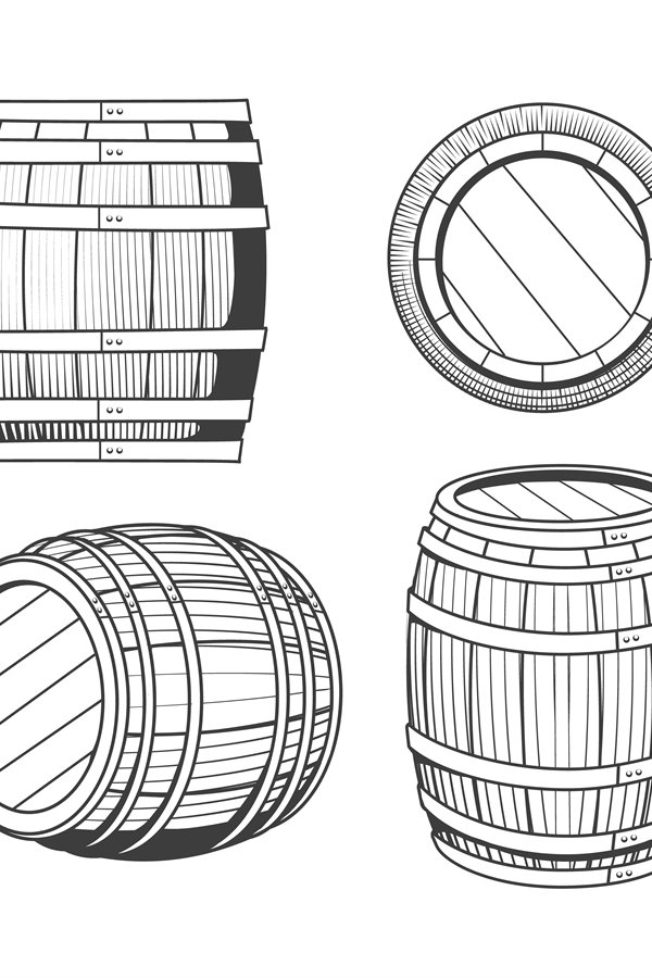 Vintage oak barrel set