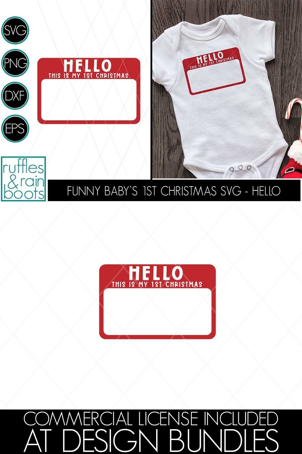 My First Christmas SVG - Funny Hello Sticker for Baby's 1st
