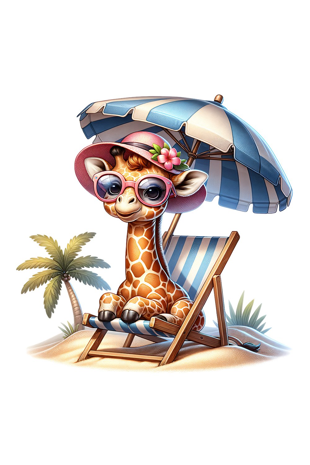 Giraffe Relaxing on the Beach Summer Clipart (3518423)