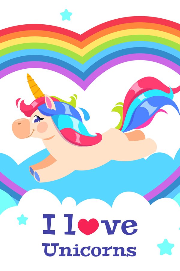 Cute rainbow unicorn. Cartoon funny baby rainbow pony. Girl