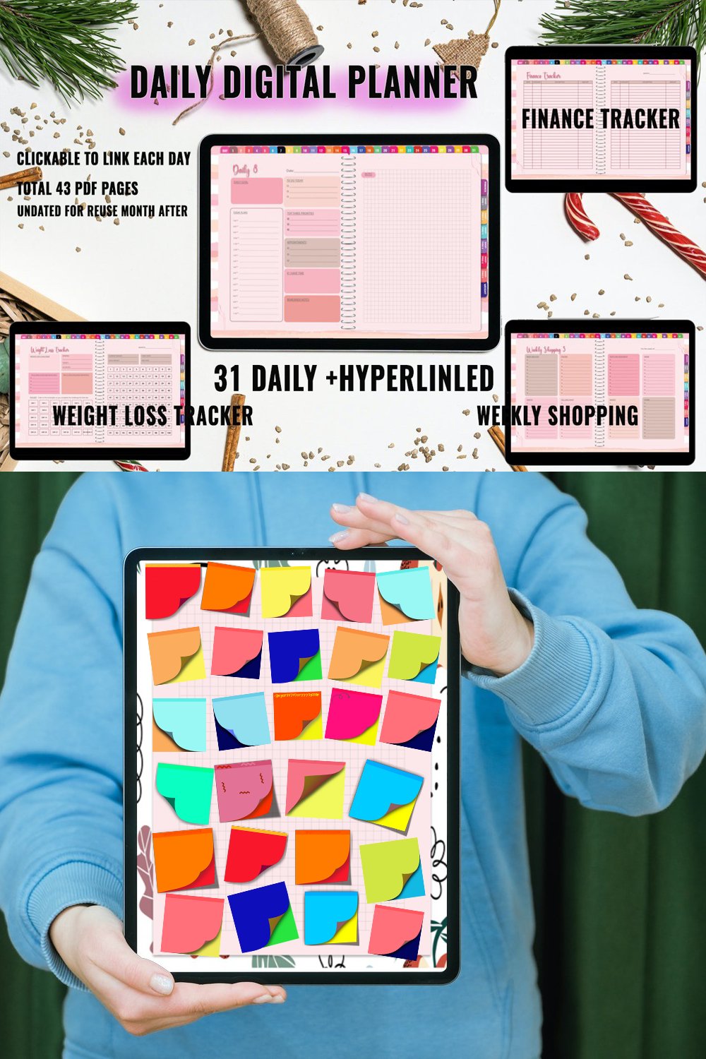 Daily Digital Planner With hyperlinks for easy (2111380)