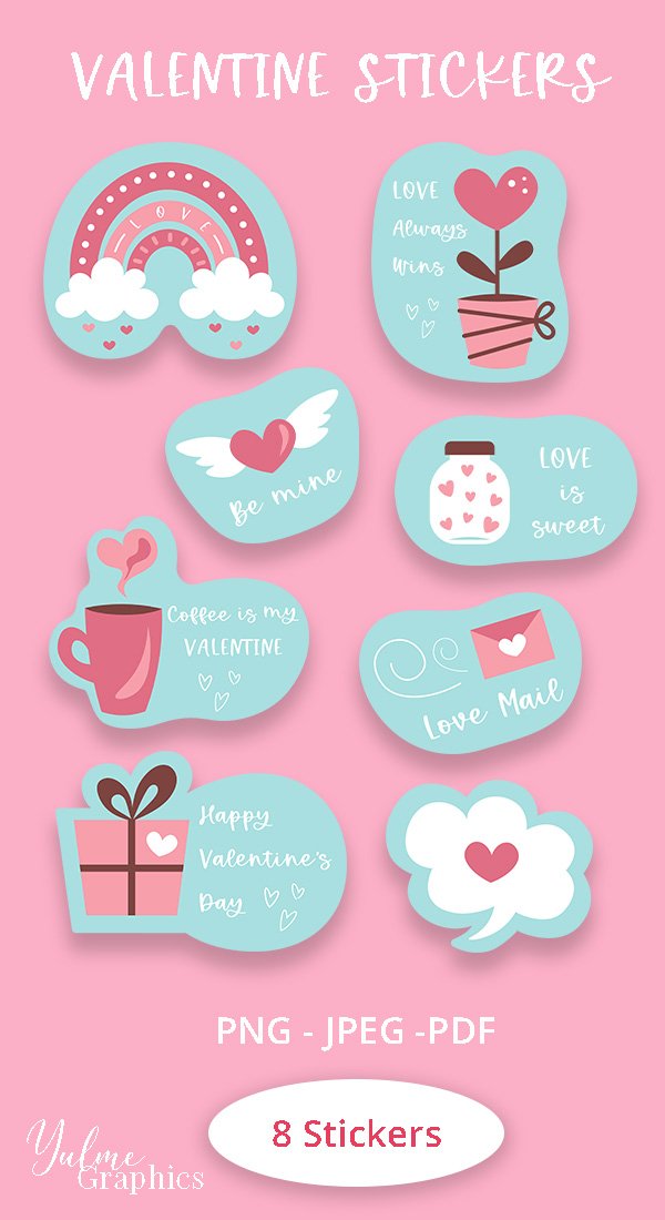8 Printable Valentine's Day Stickers