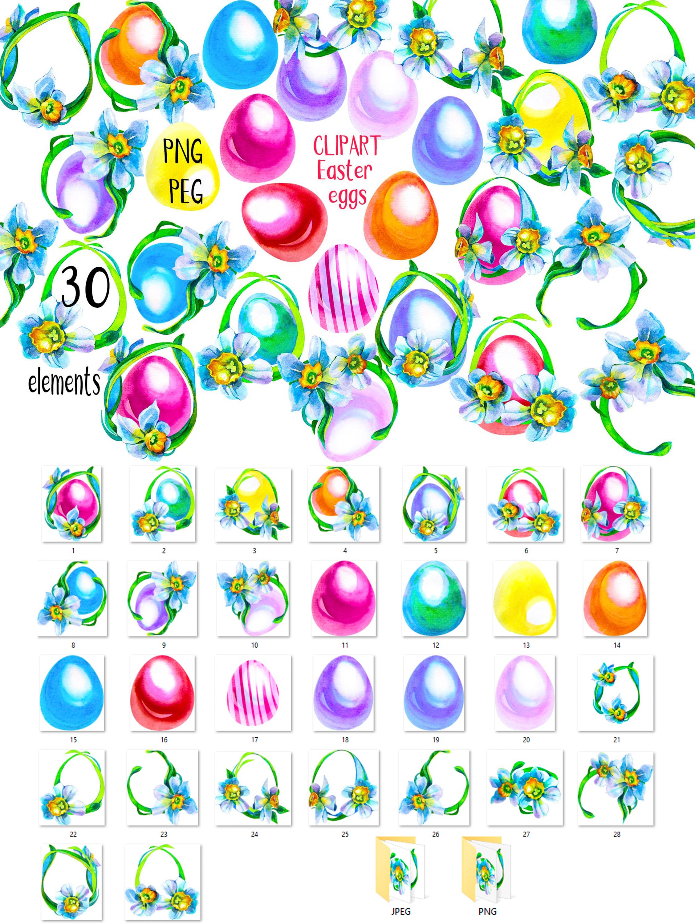 Clipart. Watercolor Painting Set / Easter Eggs