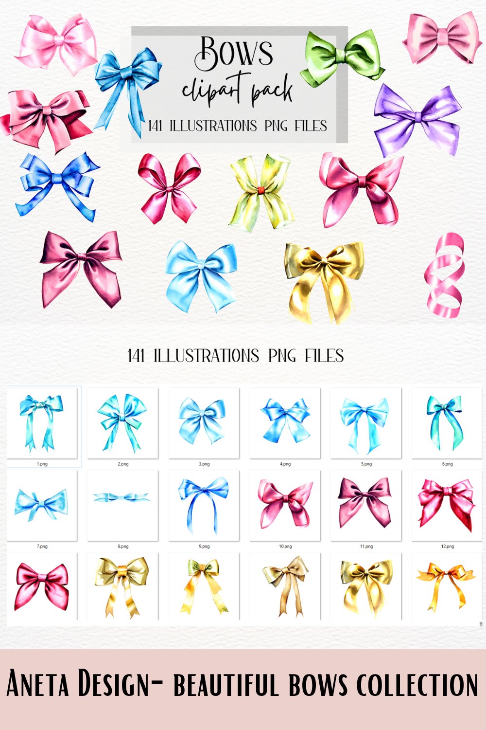 Watercolor Bows Illustrations (2625559)